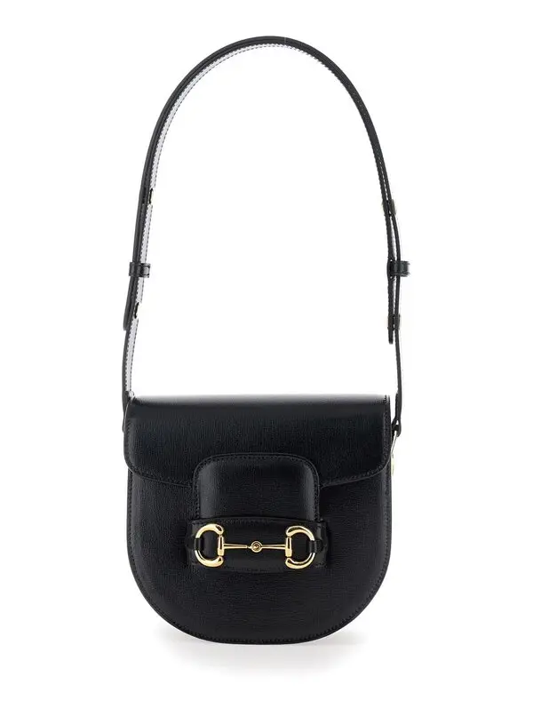 Gucci Horsebit 1955' Mini Black Shoulder Bag With Horsebit Detail In Leather - Multicolor