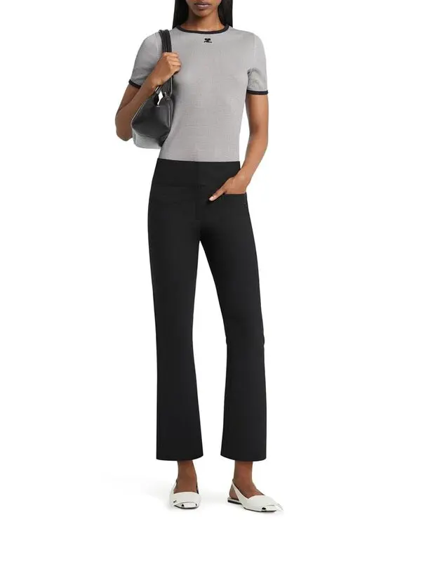 COURREGES Houndstooth Contrast T-shirt - Black