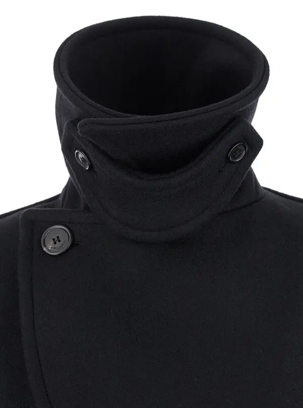 Saint Laurent Wool Double-breasted Coat - Multicolor