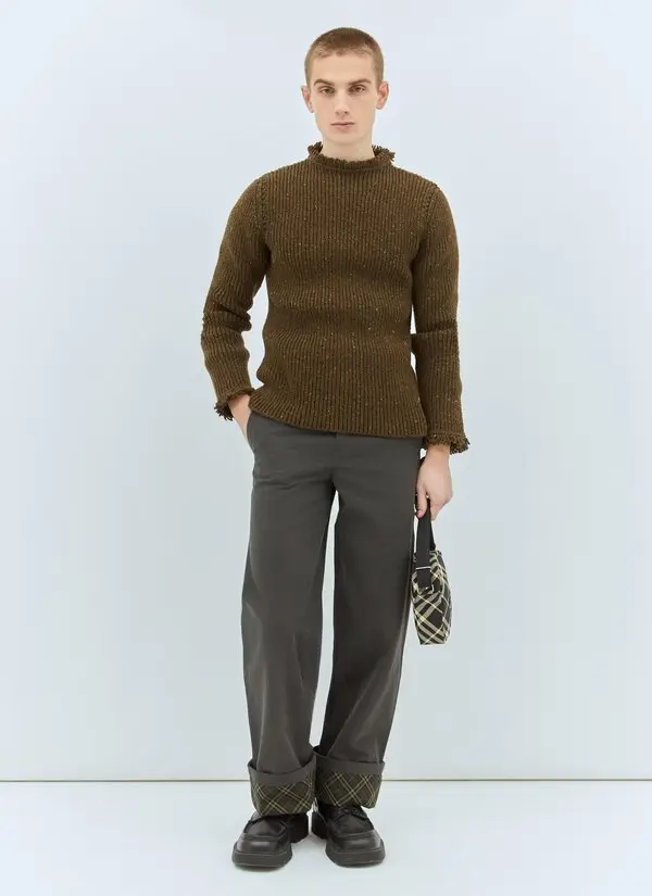 Burberry Cotton Canvas Check Motif Carpenter Pants - Gray