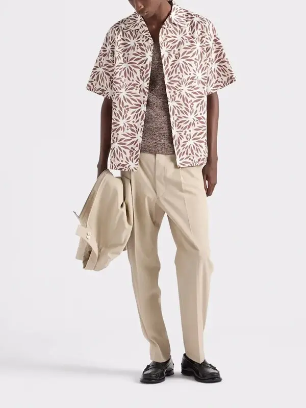 Prada Striped Cotton And Silk `bowling` Shirt