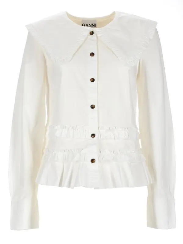 GANNI Ruffle Shirt - White