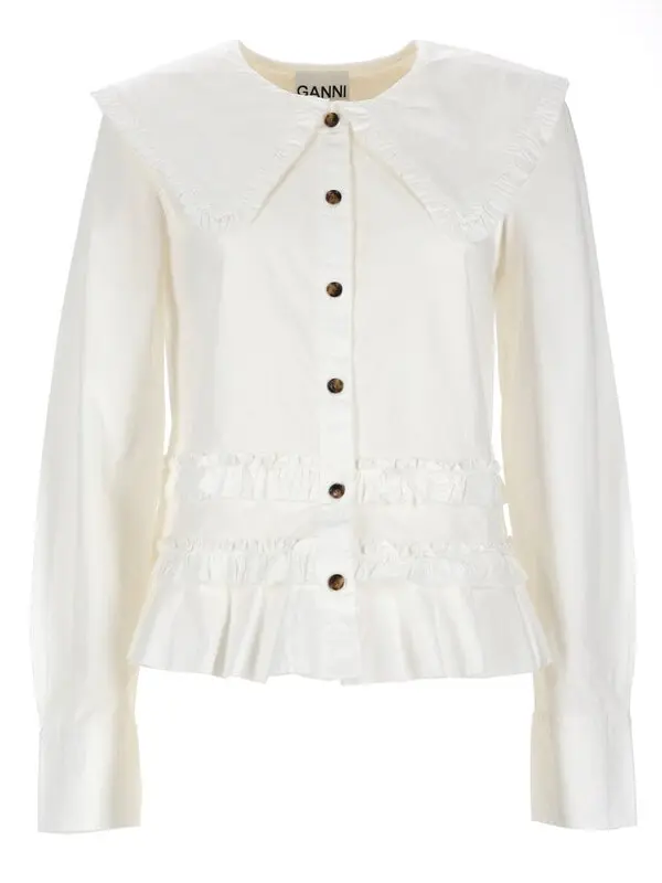 GANNI Ruffle Shirt - White