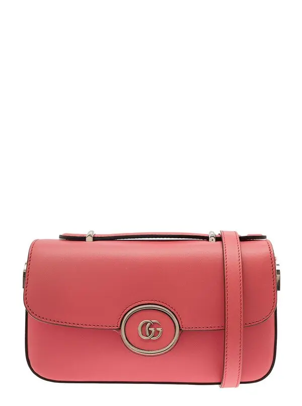 Gucci Petite Gg' Mini Shoulder Bag With Double G Detail In Leather - Pink