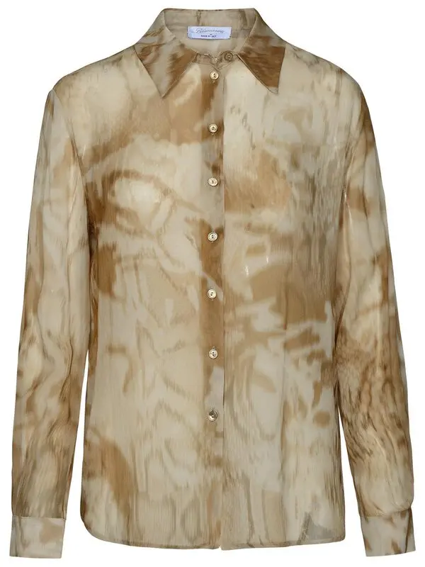 Blumarine Two-tone Viscose Shirt - Cream