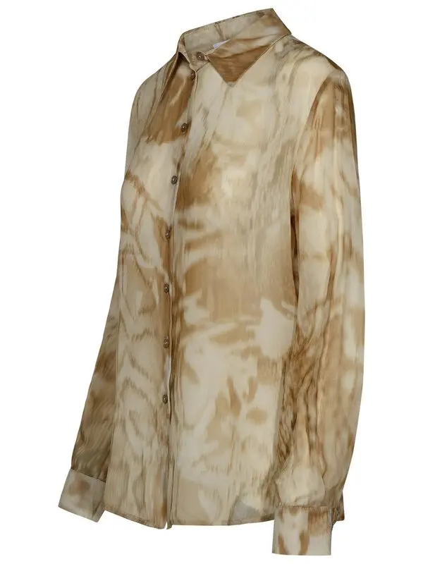 Blumarine Two-tone Viscose Shirt - Cream