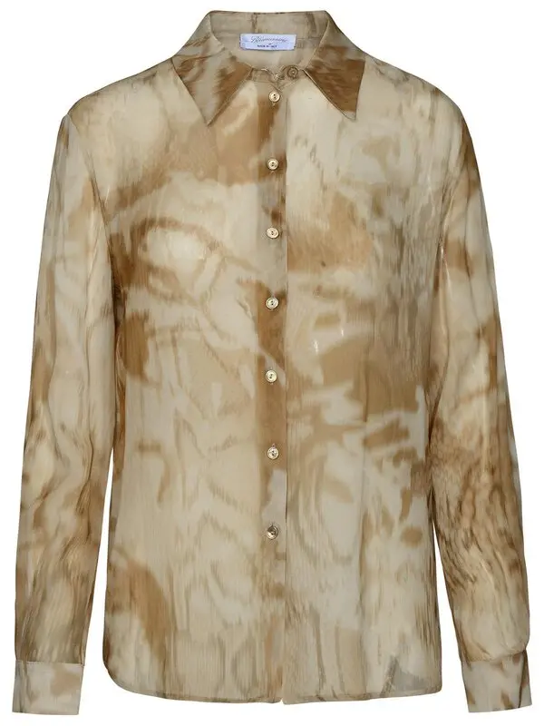Blumarine Two-tone Viscose Shirt - Cream