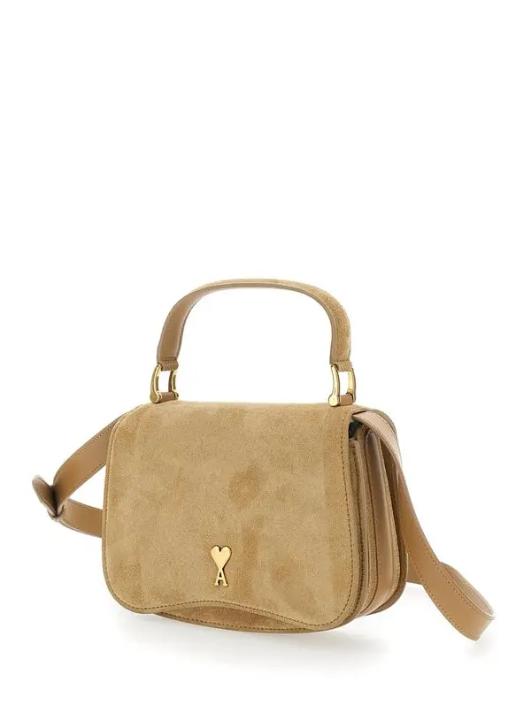 AMI Paris Paris Paris' Beige Handbag With Adc Patch On The Front And Adjustable And Removable Suede Strap - Multicolor