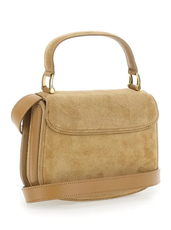 AMI Paris Paris Paris' Beige Handbag With Adc Patch On The Front And Adjustable And Removable Suede Strap - Multicolor
