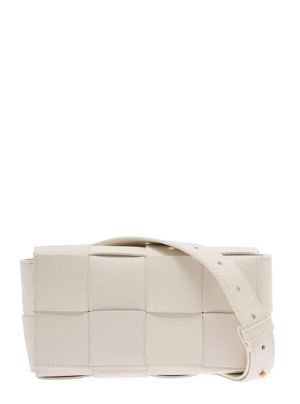 Bottega Veneta Casettte' Mini White Belt Bag With Intreccio Motif In Smooth Leather - Multicolor