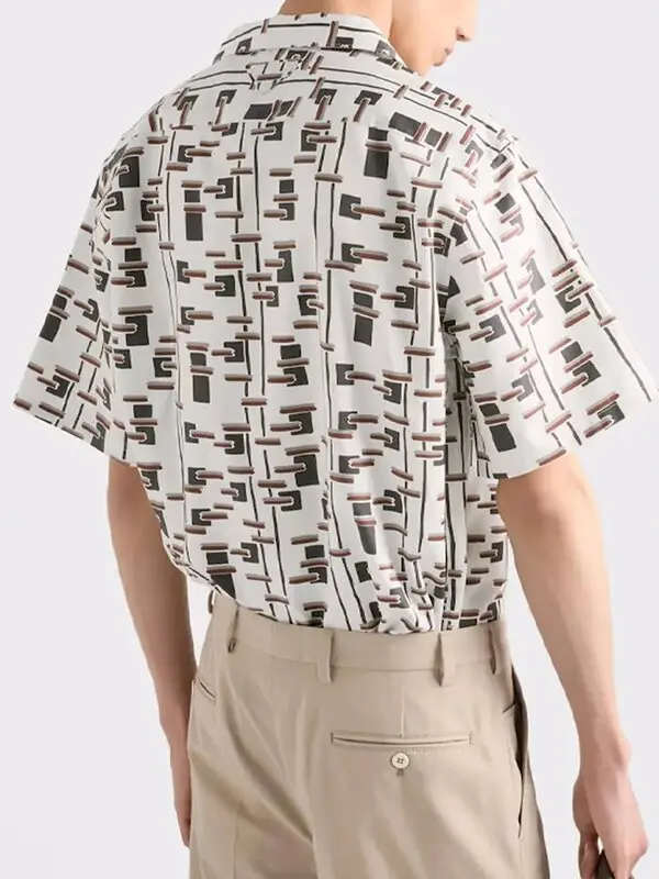Prada Striped Cotton And Silk `bowling` Shirt