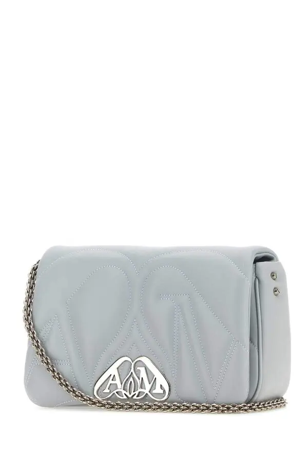 Alexander McQueen Powder Leather Small Seal Shoulder Bag - Blue