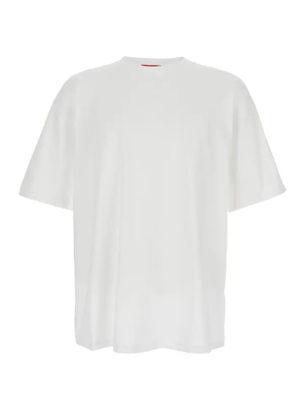 DIESEL® T-lucien' T-shirt With Tone-on-tone Logo Patch On The Front In Cotton For - White