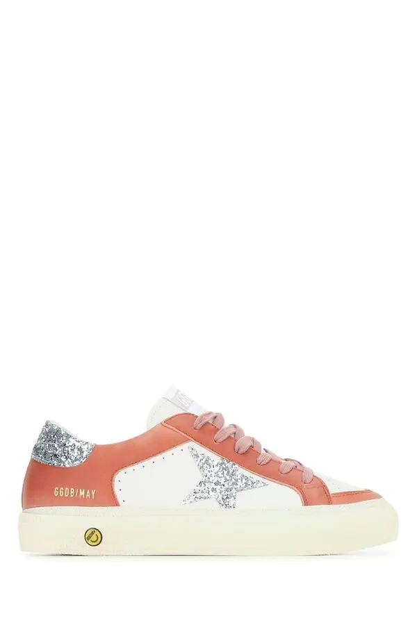 GOLDEN GOOSE May Leather Upper And Toe Glitter Star And Heel - Multicolor