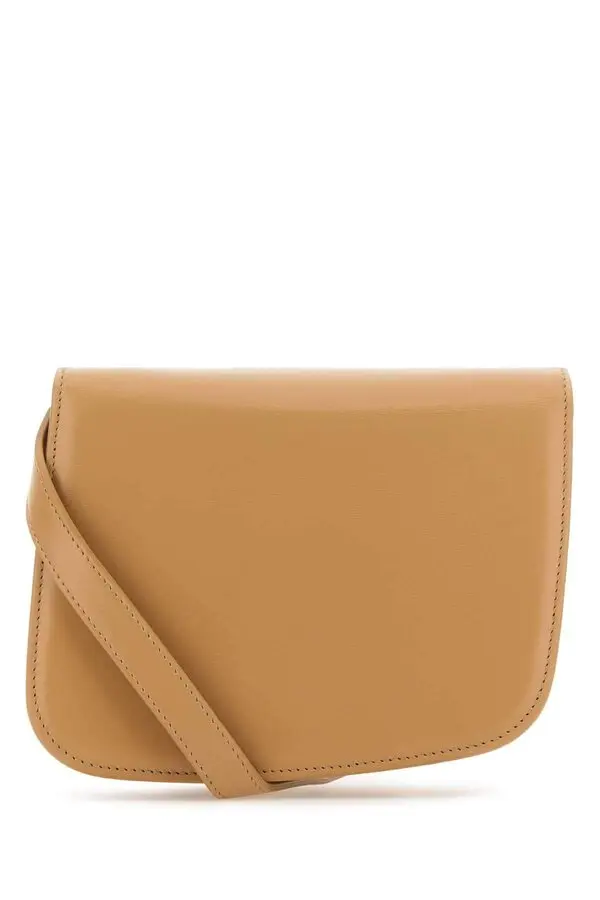 FERRAGAMO Beige Leather Small Fiamma Crossbody Bag - Brown