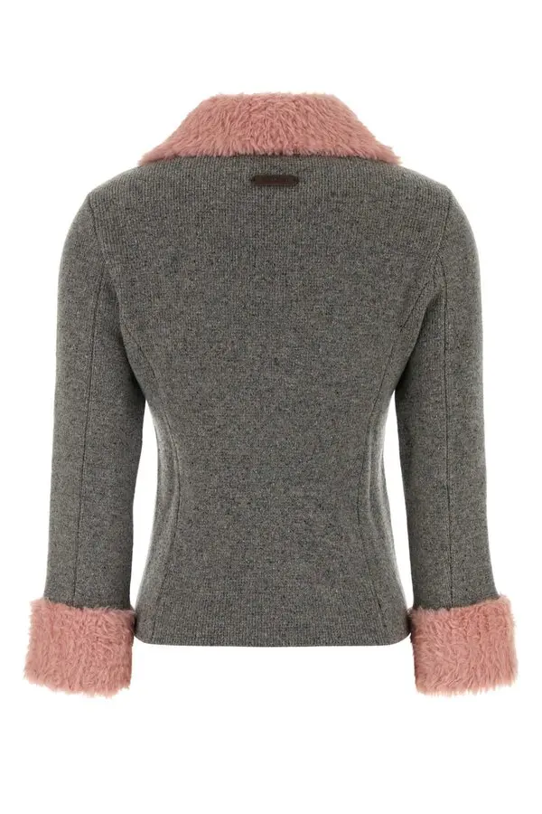 Moschino Melange Grey Wool Blend Cardigan