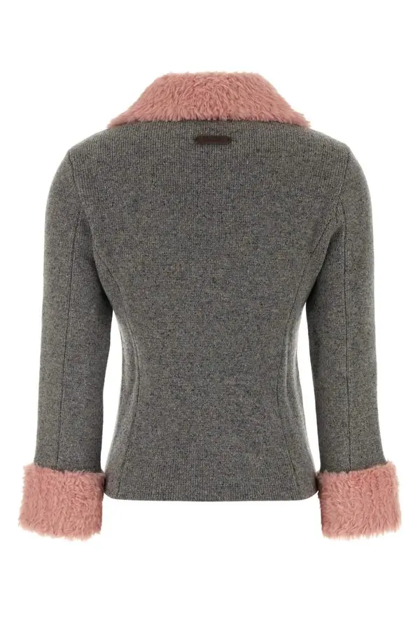 Moschino Melange Grey Wool Blend Cardigan - Gray
