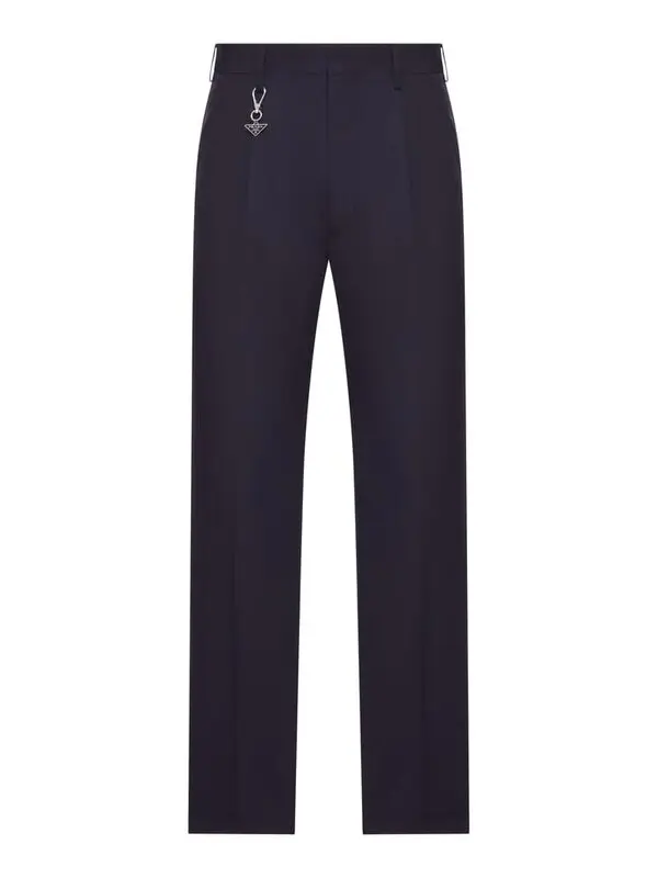 Prada Tailored Cotton Poplin Trousers - Blue
