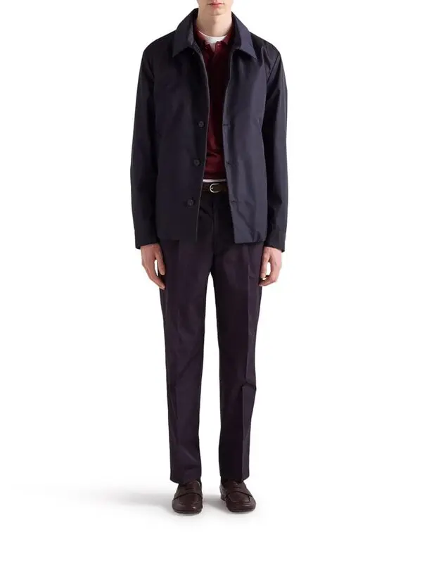 Prada Tailored Cotton Poplin Trousers - Blue