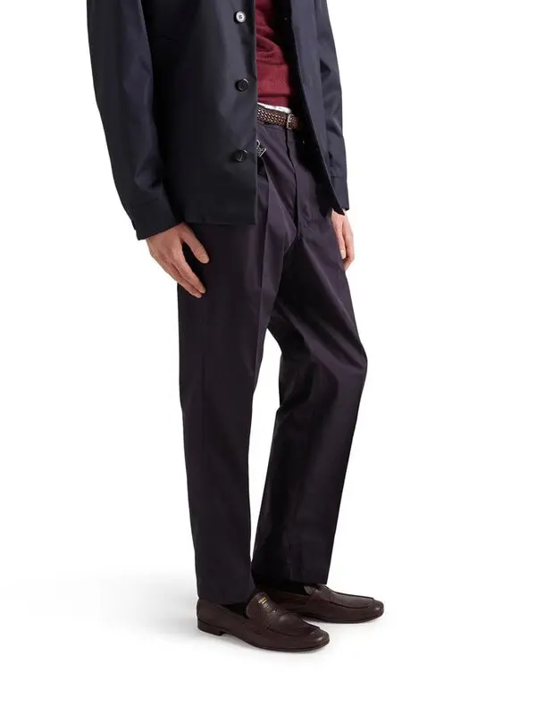 Prada Tailored Cotton Poplin Trousers - Blue