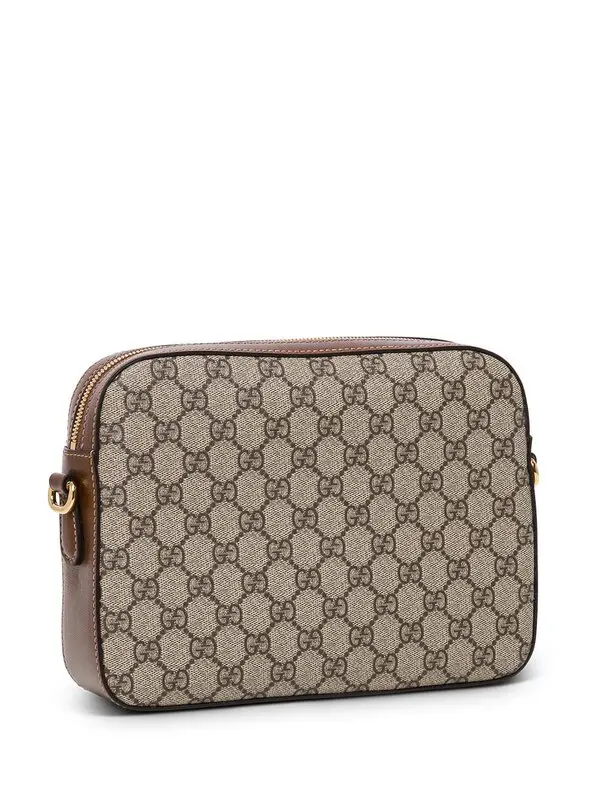 Gucci Gg Supreme Beige Crossbody Bag With Logo Patch On Front