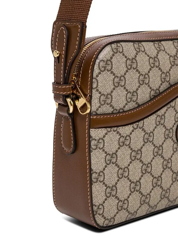Gucci Gg Supreme Beige Crossbody Bag With Logo Patch On Front
