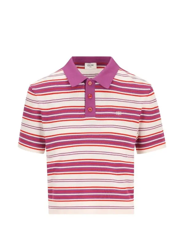 Celine Striped Cotton Polo Shirt