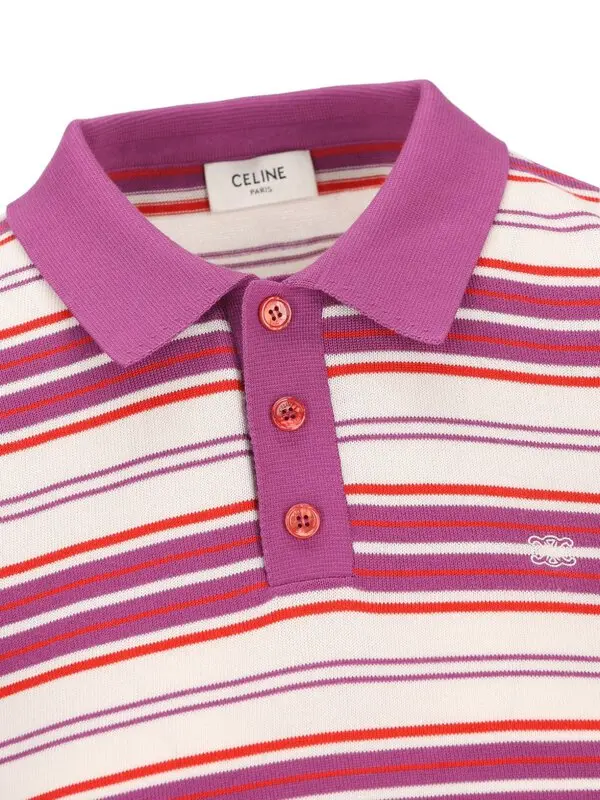 Celine Striped Cotton Polo Shirt
