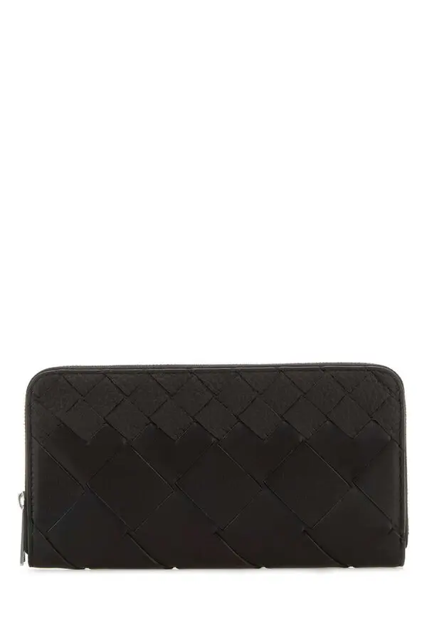 Bottega Veneta Dark Leather Intrecciato Wallet - Brown