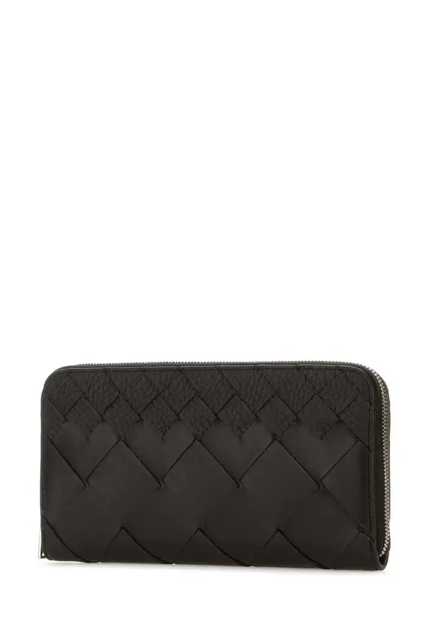 Bottega Veneta Dark Leather Intrecciato Wallet - Brown