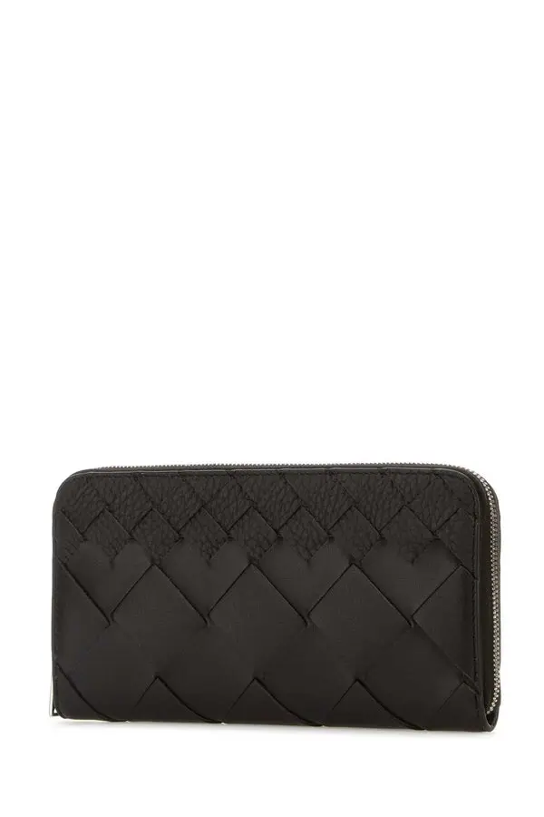 Bottega Veneta Dark Leather Intrecciato Wallet - Brown
