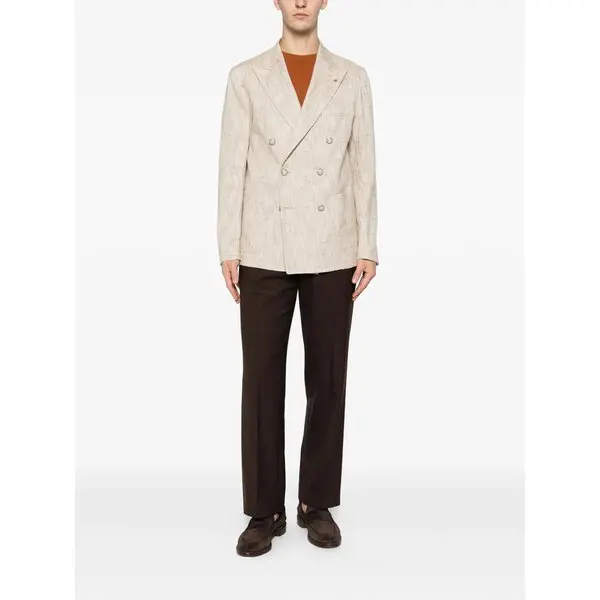 Tagliatore Double-breasted Peak Lapel Blazer - Cream