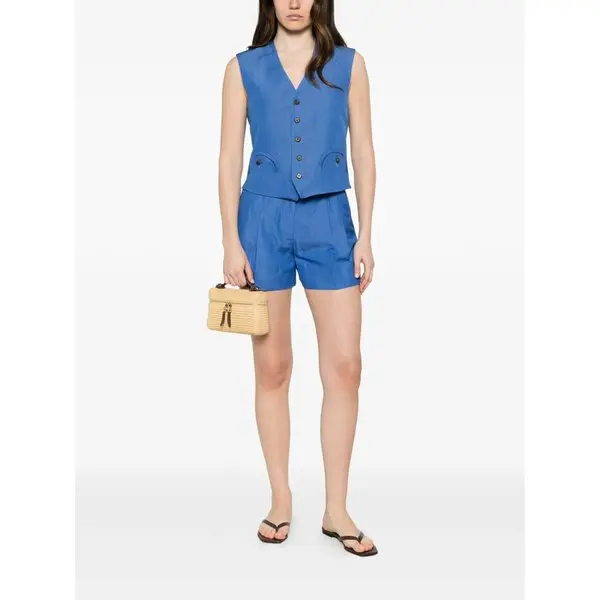BLAZÉ MILANO Silk-linen Blend V-neck Waistcoat
