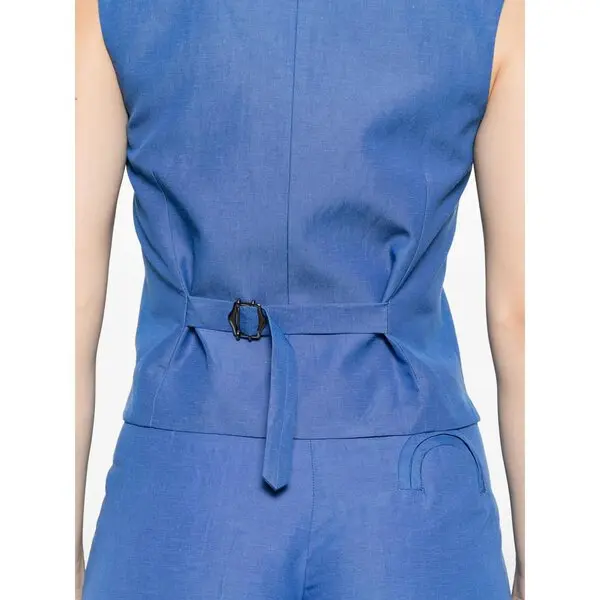 BLAZÉ MILANO Silk-linen Blend V-neck Waistcoat