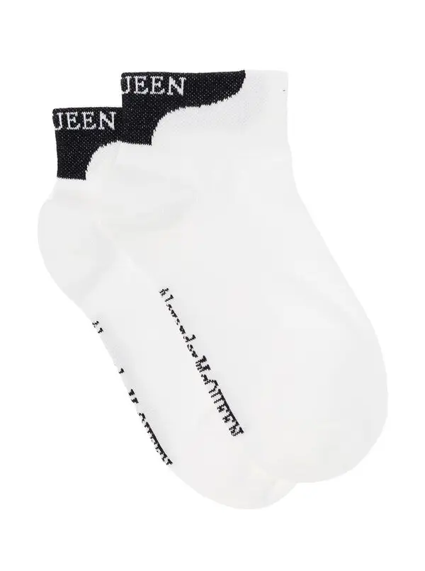 Alexander McQueen Woman's White Cotton Socks With Logo