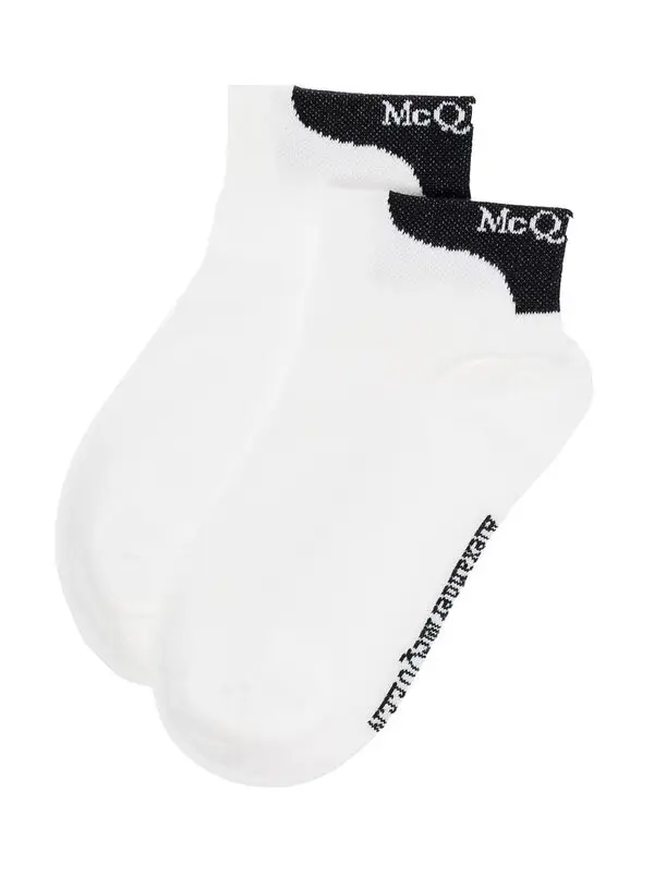 Alexander McQueen Woman's White Cotton Socks With Logo