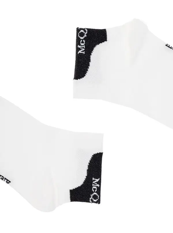 Alexander McQueen Woman's White Cotton Socks With Logo