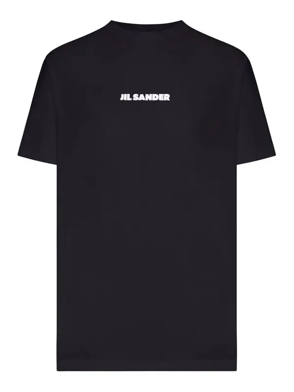 JIL SANDER Crew Neck Cotton T-shirt With Logo - Black