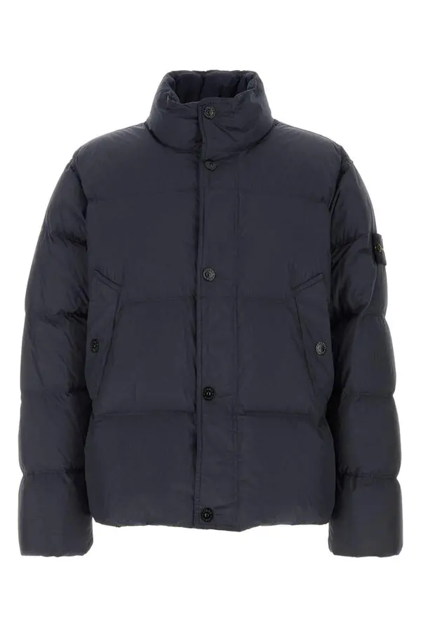 Stone Island Navy Nylon Down Jacket - Blue