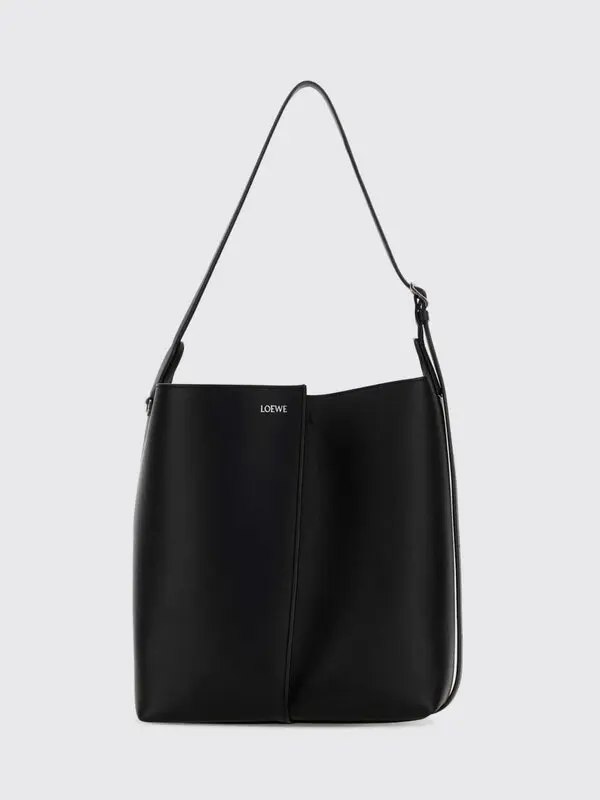 Loewe Cylindrical Calfskin Leather Shoulder Bag With Embossed Logo - Black