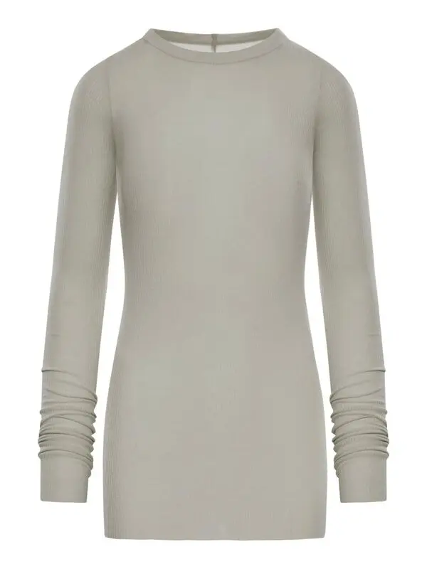 Rick Owens Ribbed Sweater In Semi-transparent Fabric - Cream