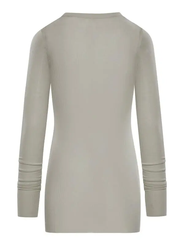 Rick Owens Ribbed Sweater In Semi-transparent Fabric - Cream