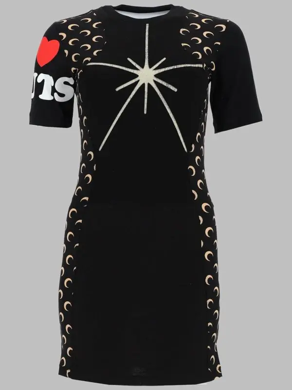 MARINE SERRE Upcycled Mini Dress - Black
