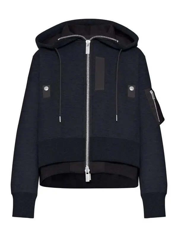 Sacai Cotton Blend Padded Hoodie - Black