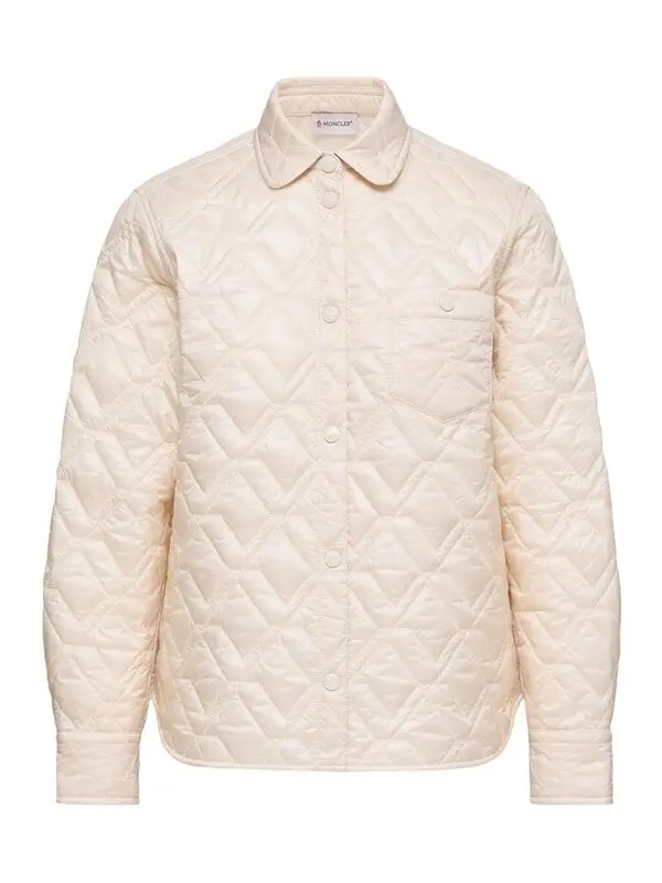 Moncler Diamond Quilted Padded Shirt Jacket - White