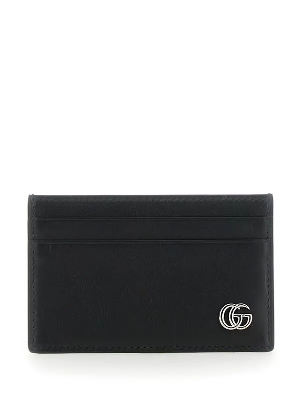 Gucci Cardholder With Gg Plate On The Front In Black Leather For - Multicolor