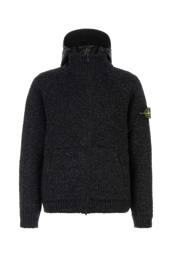 Stone Island Melange Cotton Blend Reversible Jacket - Black