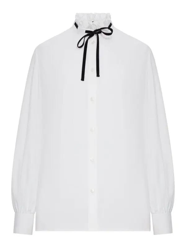 Valentino Garavani Poplin Shirt With Ruffled Collar - White