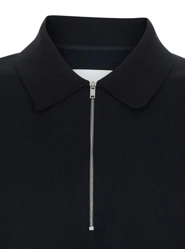JIL SANDER Polo Shirt With Front Zip Closure And Classic Collar In Cotton For - Black