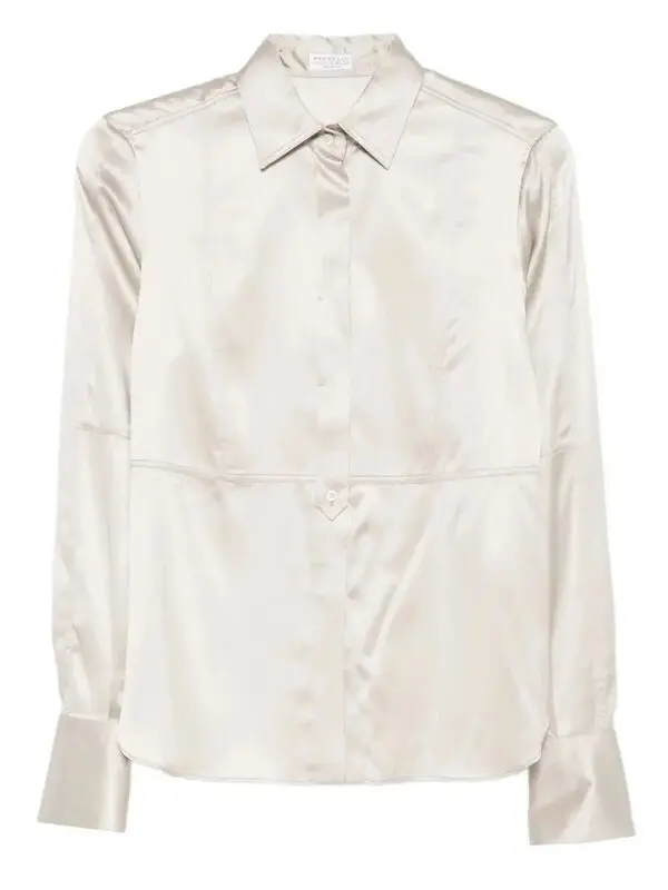 Brunello Cucinelli Silk Satin Shirt With Monili